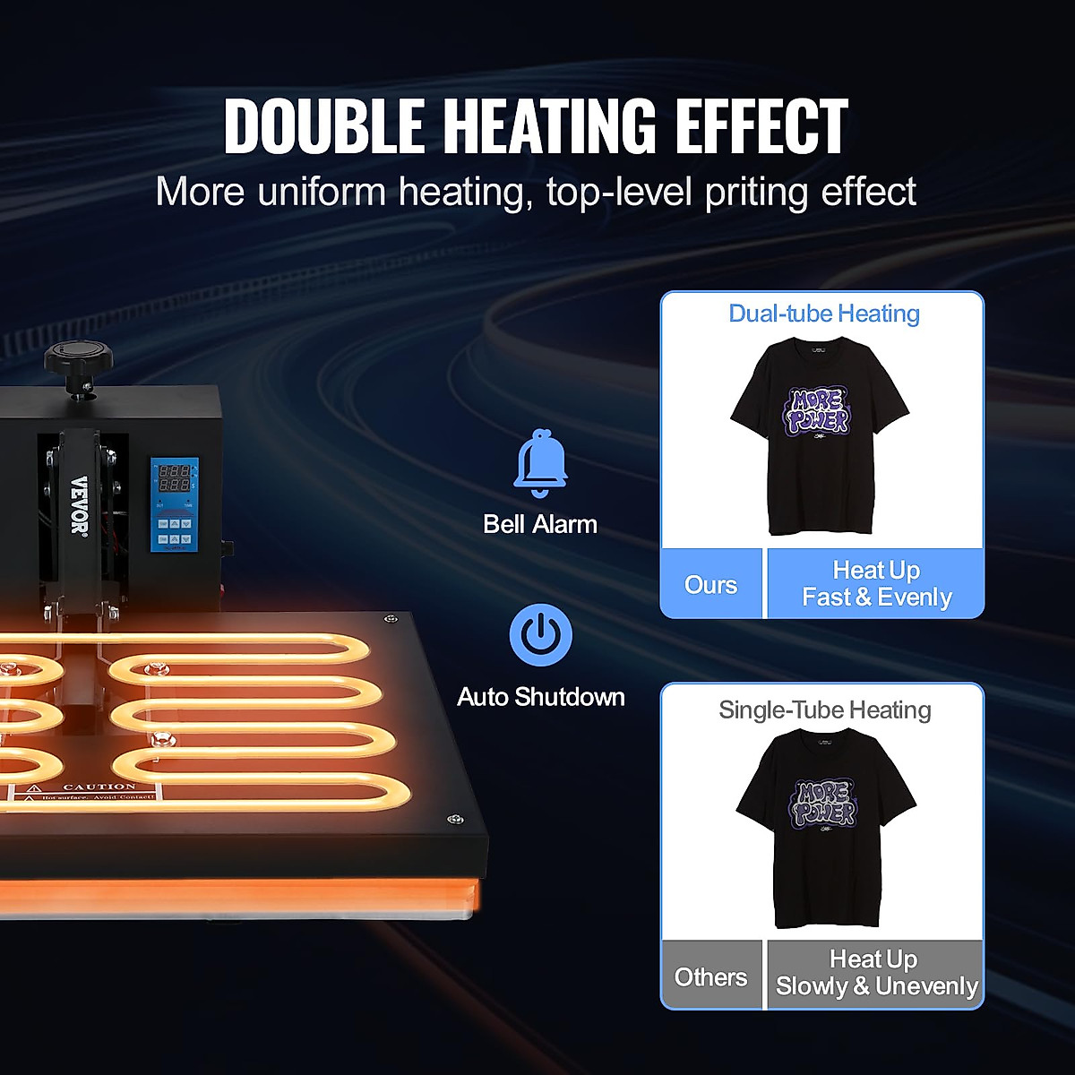 VEVOR Heat Press Machine, 16 x 24 in / 40 x 61 cm, Clamshell Sublimation Transfer Printer Teflon Coated, Digital Precise Heat Control, Silica-Gel Sponge Powerpress for T-Shirt Bag Pad Pillow