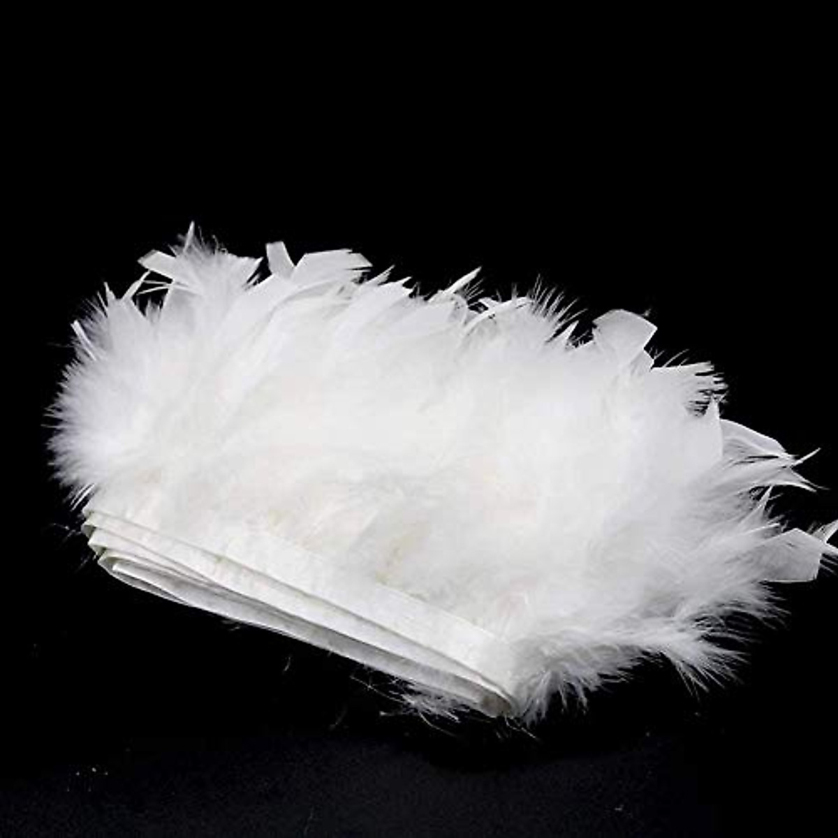 Sowder Turkey Feathers Trim Fringe for Party Wedding Dress Sewing Crafts Costumes Decoration Pack of 2 Yards (White)