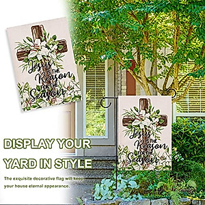 Covido Home Decorative Jesus is the Reason for the Season Easter Garden Flag, Religious Cross Lily Flowers Yard Outside Decorations, Outdoor Small Decor Double Sided 12x18