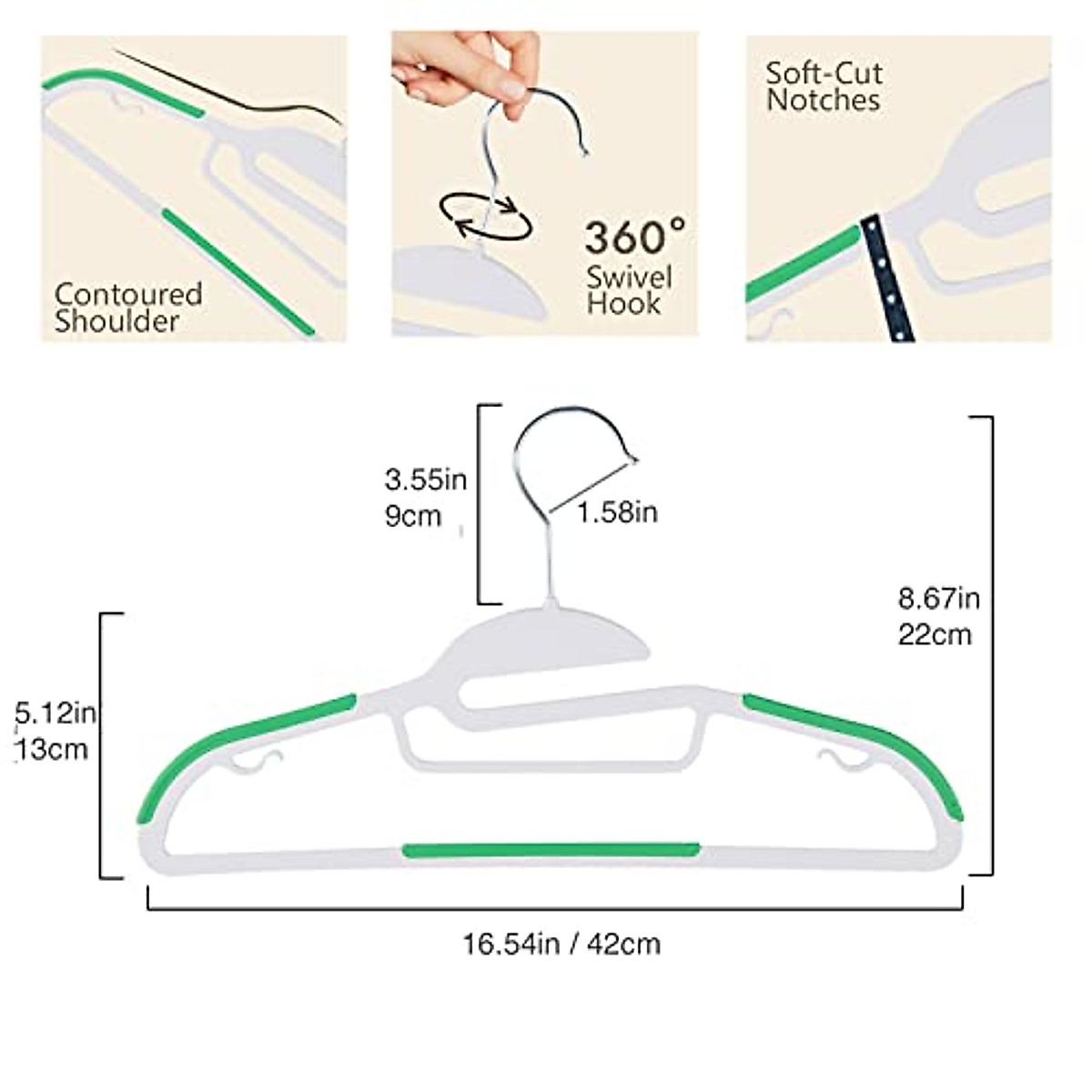 ATZJOY Non Slip Plastic Hangers 100 Pack Ultra Slim Heavy Duty Clothes Hangers Use for Wet & Dry Clothes