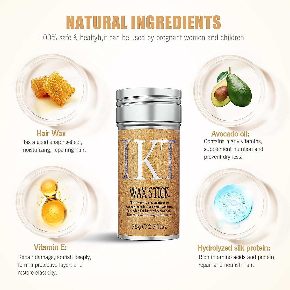 Hair Wax Stick, Hair Wax Stick for Wigs, Scented Wax Sticks, Strong Hold Non-greasy Styling Hair Pomade Stick