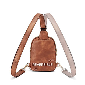 CORALDAISY Sling Bag for Women Fanny Pack Crossbody Bags for Women Vegan Leather Small Cell Phone belt bag for Travel Purse hobo bags Gifts for Her brown