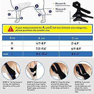 Knee Brace for Dog Torn Acl, Dog Knee Leg ACL Brace Adjustable Dog Braces for Back Leg for Support for Dog ACL CCL Recovery with Dog Leg Braces for Dog Hind Leg Reduce Pain & Muscle Sore (L)