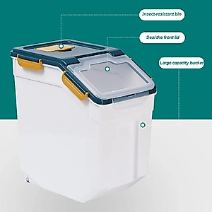 Begino Large Flour Storage Container Bin 25lb, 2Pack Airtight Rice Storage Containers with Wheels Seal Locking Lid, BPA Free with Measuring Cup&Scoop for Flour, Rice, Grain(Blue)