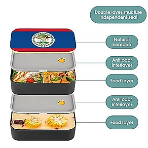Flag of Belize Bento Box for Adult Lunch Box Containers with 2 Compartments Large Capacity for Camping Work Office