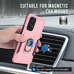 TUNKARMOR for Samsung Galaxy A53 5G | A53 5G UW Case: with Tempered Screen Protector Built in Rotable Ring Kickstand Military Grade Dual Layer Shockproof Protective Phone Cover - Rose Pink
