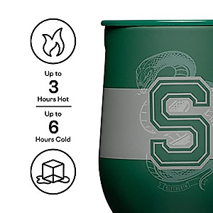 Corkcicle Harry Potter Slytherin Stemless Wine Glass Tumbler, Triple Insulated Stainless Steel Construction, Easy Grip Sides, Keeps Beverages Chilled for 9 Hours, 12 oz