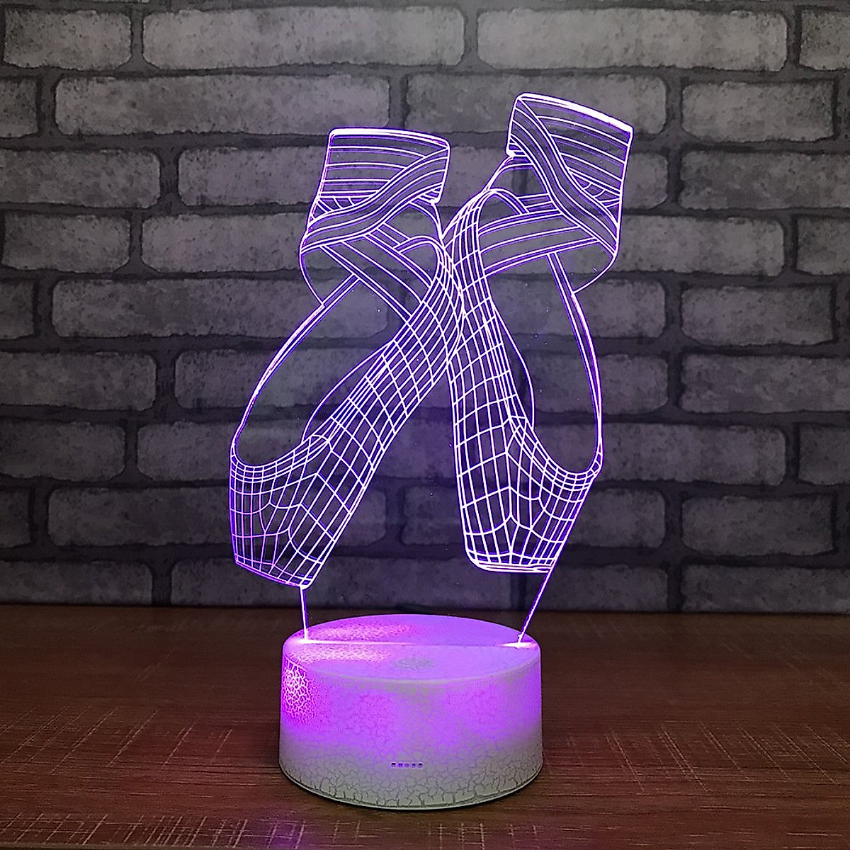 Jinnwell 3D Ballet Shoes Night Light Lamp Illusion 7 Color Changing Touch Switch Table Desk Decoration Lamps Led Christmas Gift with Acrylic Flat ABS Base USB Cable Toy