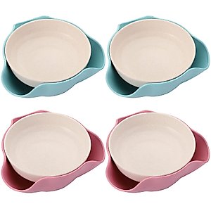 Cedilis 4 Pack Pistachio Bowl, Double Peanut Bowl with Seeds Shell Storage, Wheat Straw Snack Serving Dish for Sunflower Seeds, Edamame, Nuts Fruits