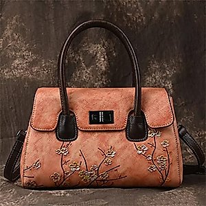 ZLXDP Women's Bags Vintage Large Capacity Handbags Women's Party Flower Leather Shoulder Bags (Color : E, Size : About 30cm 13cm 18cm)