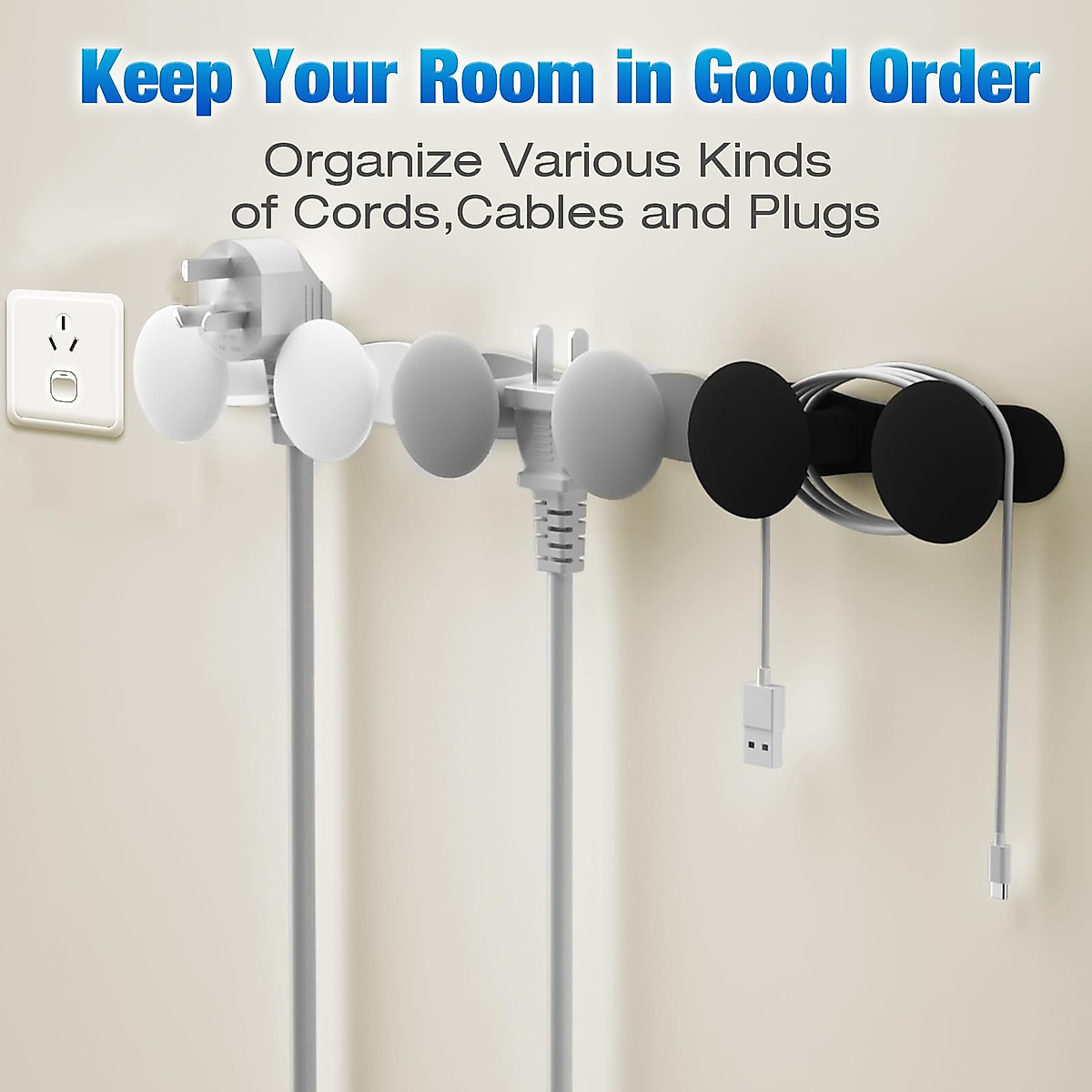 Upgraded Cord Organizer Cord Holder Wrap for Kitchen Small Appliances Keepers Accessories Stick On Cable Wire Management for Air Fryer Mixer Toaster Coffee Maker Blender Kettle 3 Pcs