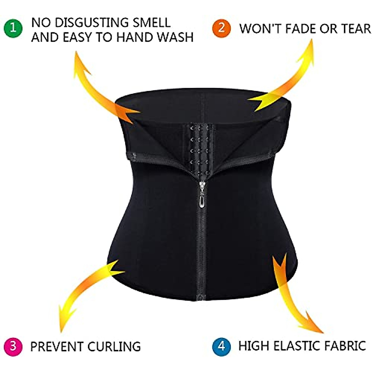 URSEXYLY Women Waist Trainer Corset Zipper Hook Shapewear Double Control Body Shaper Tummy Control Waist Cincher (XS, Black)