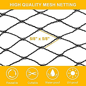 Garden Netting-6ft x 75ft Bird Netting for Garden, Heavy Duty Mesh Reusable Garden Net Protect Fruits Trees Plants Vegetable,Trellis Netting Pond Netting for Birds, Deer, Squirrels, Animals, Black