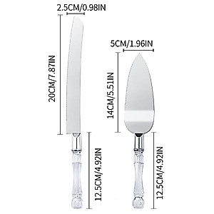 LUSHIG Cake Knife and Server Set | Acrylic Faux Crystal Handles & Premium 420 Stainless Steel Blades | Cake Cutting Set for Wedding Cake, Birthdays, Anniversaries, Parties