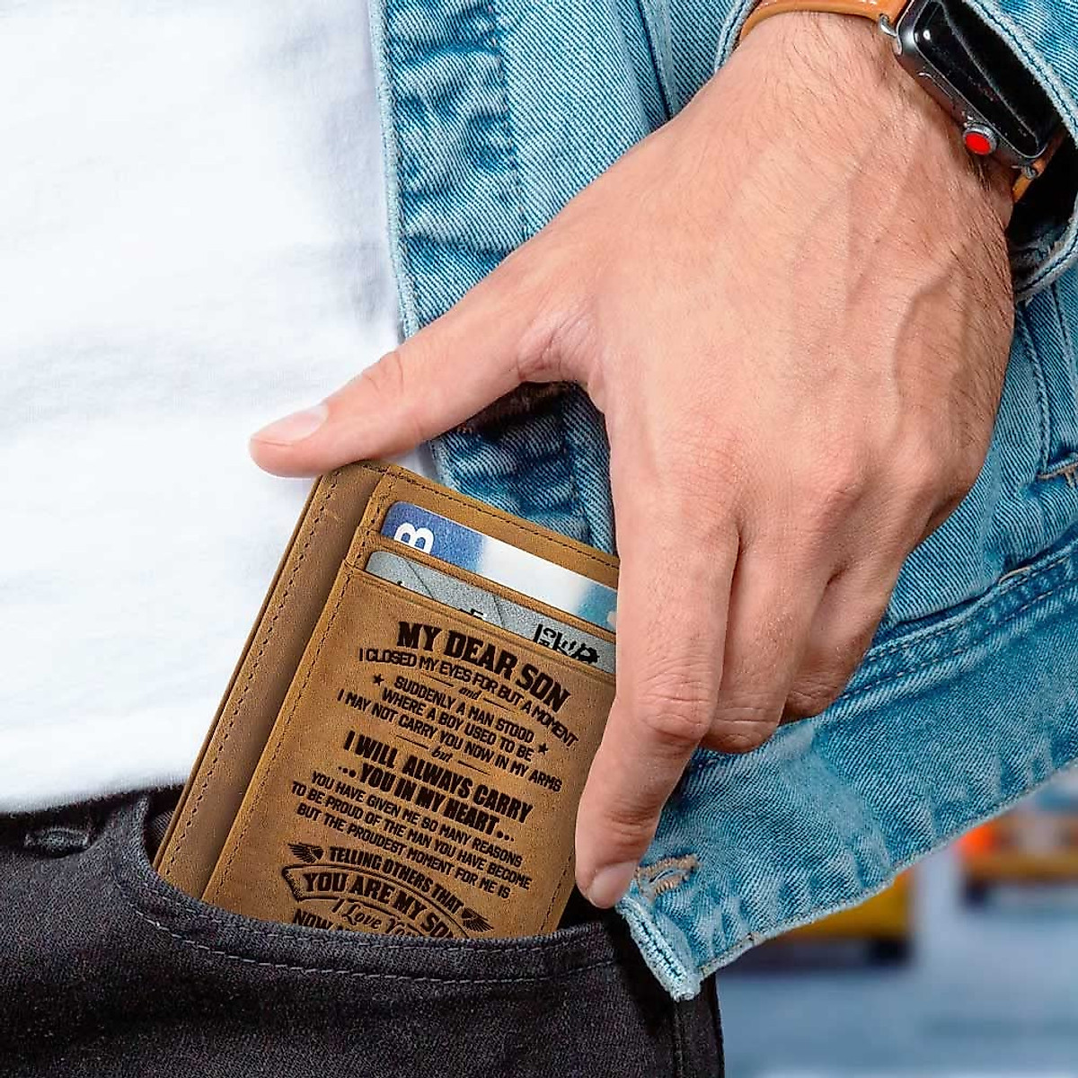 Fathers Day Birthday Gifts for Men, Graduation Gifts for Son from Mom, To My Son Engraved Leather Wallet, Mother and Son Gifts, Mens Wallets, Front Pocket Wallet, Slim Minimalist Wallets For Men