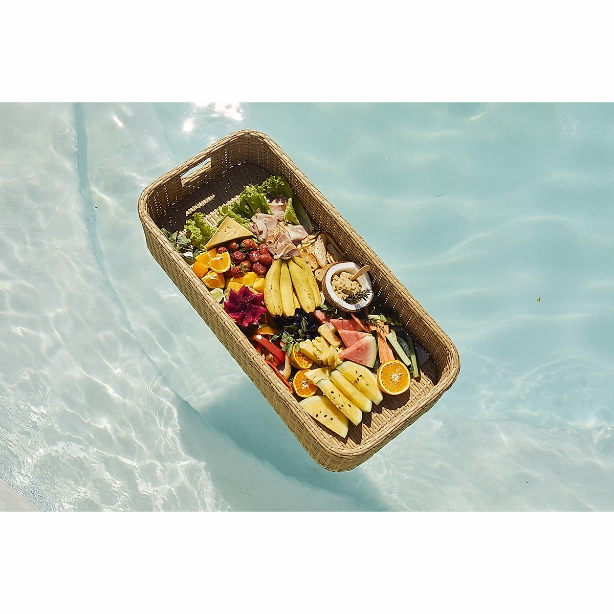 Floating Pool Tray Floating Serving Tray Table & Bar - Swimming Pool Floats for Adults, Spas, & Pool Parties - Floating Tray for Pool Serving Drinks, Floating Brunch, Food on The Water - Honey