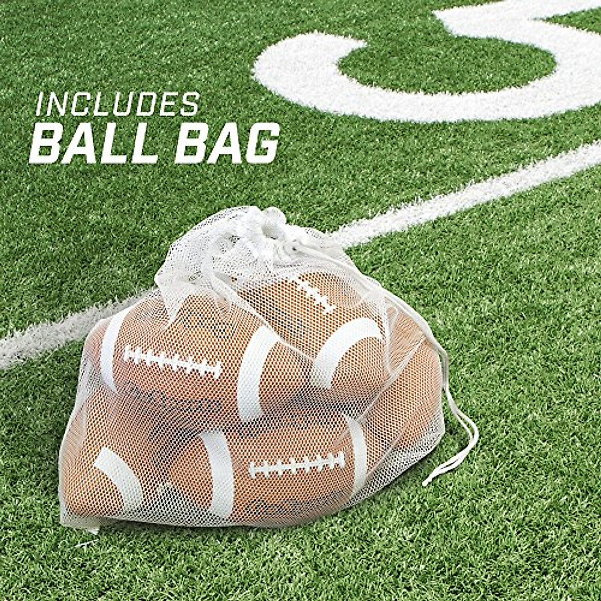 GoSports Rubber Footballs - 6 Pack of Youth Size Balls with Pump & Carrying Bag