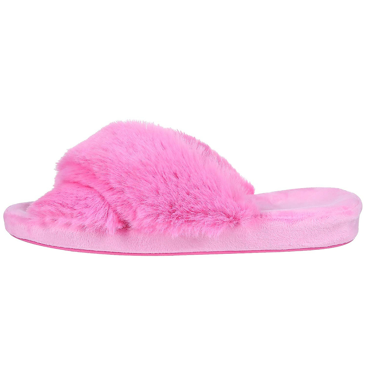 shevalues Fuzzy House Slippers for Women Cross Band Fluffy Bedroom Slippers with Arch Support,R Pink 39