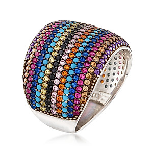 Ross-Simons Multicolored CZ Ring in Sterling Silver. Size 7