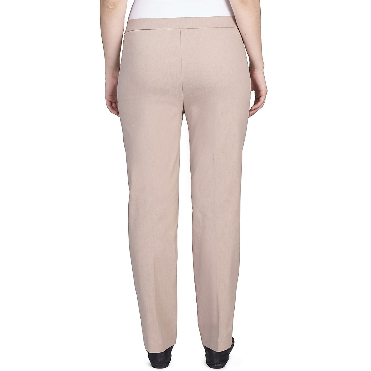 Alfred Dunner Womens Petite Classic Allure Fit Proportioned Pant with Elastic Comfort Waistband, Tan, 8P