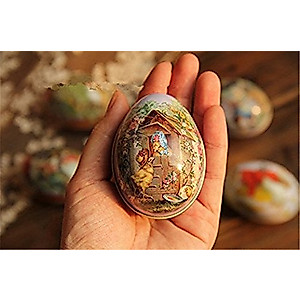 JANIUS Set of 8 Pieces Painted Eggshell Style tin Box for Easter