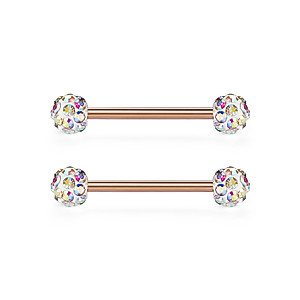 VCMART Nipple Rings Tongue Ring Surgical Steel Nipplerings Piercing Women Rose Gold Barbells 14G 6 Pairs 5/8"