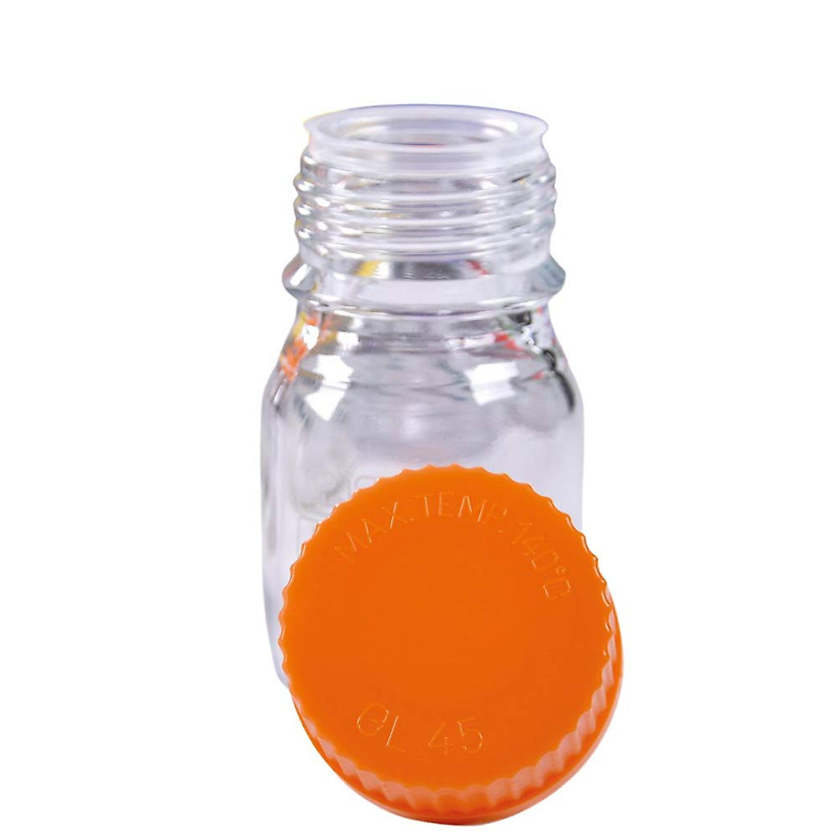 ISOLAB USA – Round Media Storage Bottle, 100ml, with COLOR CODED Screw GL 45 Cap, Borosilicate 3.3 Glass, Pack of 10