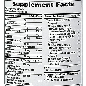 Glucosamine, Chondroitin & MSM with Omega 3, 6, 9, Supports Joints to Promote Joint Comfort and Flexibility, 120 Count by Puritan's Pride