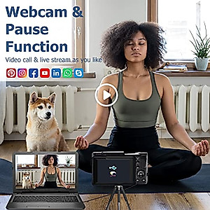 Digital Camera for Photography, Vlogging Camera with 2.7K Full HD, 30MP YouTube Camera with 180 Degree Rotation 3.0 Inch Flip Screen, 4P Lens, 32GB SD Card and 2 Batteries（Focus Fixed）