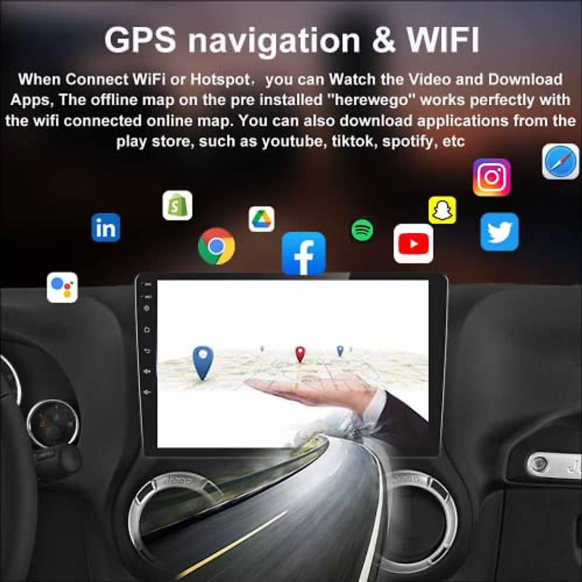 Evonavi |2GB+32GB| Car Radio for Jeep Wrangler JK Compass Grand Cherokee Dodge Ram. Android 12 Head Unit with Apple Carplay | Andriod Auto 10.1'' IPS Touchscreen FM/AM/RDS Car Radio GPS Navigation