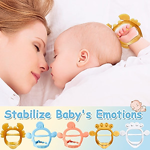 BBTO 5 Pcs Baby Hand Teether Toys for 0-6 and 6-12 Months Toddler Christmas Silicone Hand Teether Gifts with Adjustable Wristband Anti Dropping Chew Toys for Toddler Infant Newborn