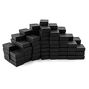 TheDisplayGuys 25-Pack #11 Cotton Filled Cardboard Paper Jewelry Box Gift Case - Matte Black (2 1/8" x 1 6/8" x 3/4")