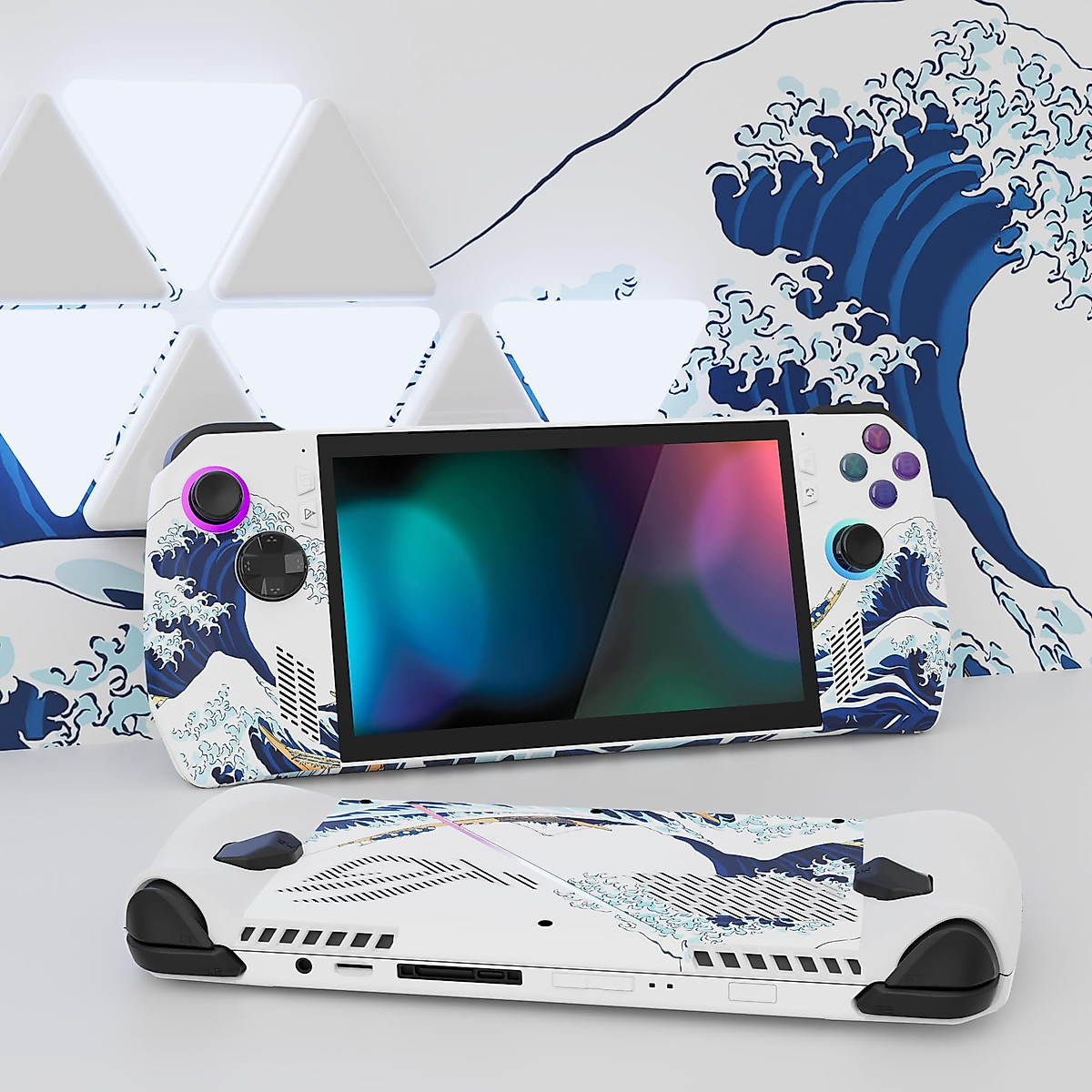PlayVital Skins for ROG Ally Handheld Gaming Console - The Great Wave Off Kanagawa Wrap Cover Decal Sticker for ROG Ally Accessories, 2 Pack