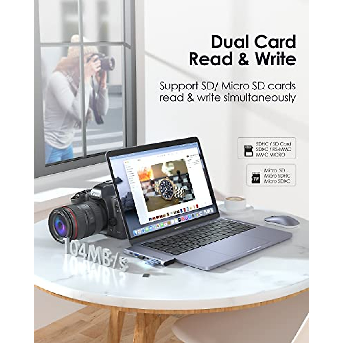 LENTION USB C Hub with 100W PD + 40Gbps USB C Port, 4K HDMI, 2 USB 3.0 and SD/Micro SD Card Reader Compatible 2022-2016 MacBook Pro 13/15/16, New Mac Air, Stable Driver Adapter (CB-CS64, Space Gray)