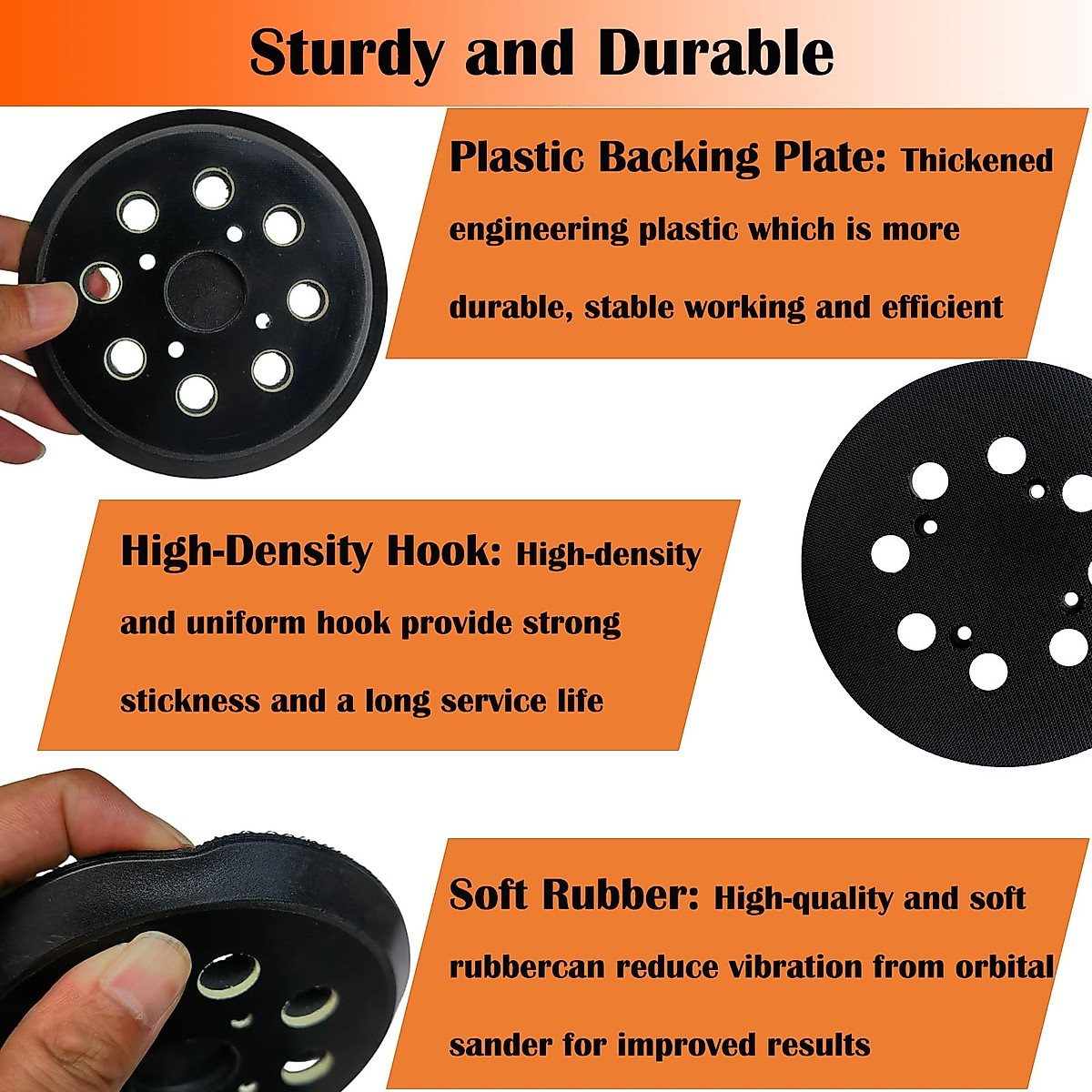 2 Pack 5 Inch 8 Hole Hook and Loop Sander Pad for Ridgid R2600, R2601 5" Random Orbit Sanders - Replacement Backing Sanding Pad for Pad Part Number 300527002