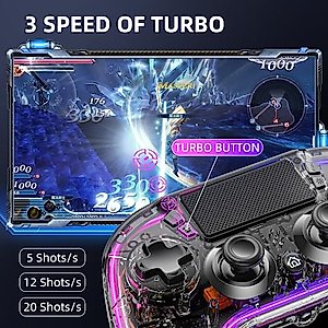 Honghao Controllers For PS4 With Hall Triggers/Vibration/Programming/8 RGB LED Lights, Wireless Remote Joystick Gamepad Accessories, Shock PS4 Dual Controller for PlayStation 4/Slim/Pro/PC (Black)