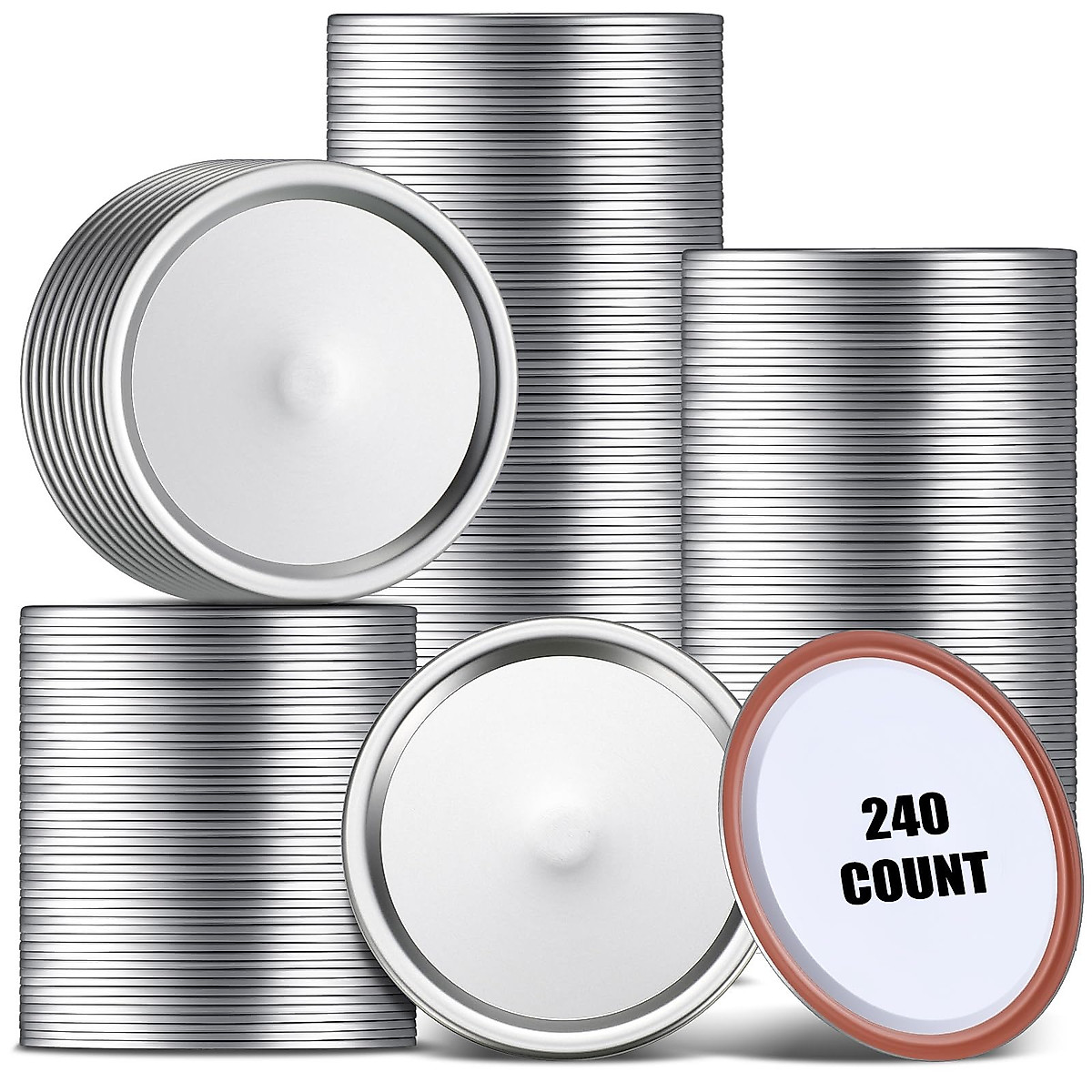 Nuogo 240 Pcs Wide Mouth Mason Jar Lids Canning Lids with Silicone Sealing Ring Split Type Airtight Jar Lids Mouth for Canning Food Fruits Jams Supplies