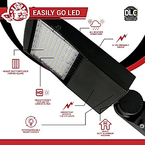 30,000 Lumen - 170lm to Watt - 185 Watt LED NextGen XT II Series Parking Lot Lights - 5000K - Slip Fit Mount - with photocell - 10kv Surge