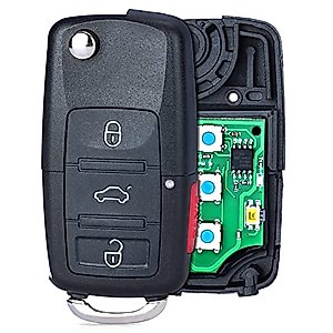 Aichiyu Flip Remote Key Fob HLO 1K0 959 753 P for Volkswagen CC Eos Golf Jetta GTI Rabbit R32 Tiguan 2006 2007 2008 2009 2010 2011 4 Buttons 315Mhz ID48 Chip FCC ID: NBG92596263