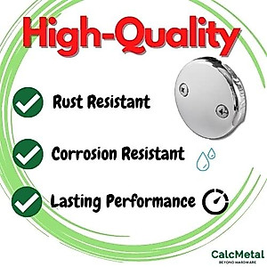 CalcMetal Dual Hole Bathtub Drain Overflow Plate with Two Matching Screws, Easy to Install, Plated Chrome