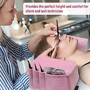 SAILFIN Lash Pillow for Lash Extensions, Eyelash Extension Pillow, Lash Bed Pillow, Memory Foam Lash Neck Pillow for Lash Extensions, Pink