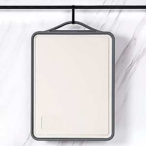 WINDANDSKY Cutting Board for Kitchen,Stainless Steel Cutting Board and Plastic Cutting Board,One-Sided Juice Grooves Design Chopping Board, Easy to Clean,Wine Red Edge