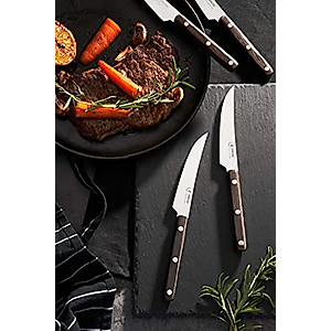 UMOGI Premium Steak Knives Set of 8 in Gift Box - Full Tang Wenge Wood Handle - HC German Stainless Steel, Straight Edge Non Serrated 4.5''Dinner Knife, Kitchen Tableware Knives Cutlery Set