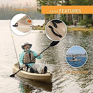 "Lifetime Muskie Angler Sit-On-Top Kayak with Paddle, Tan, 120""" (90508)