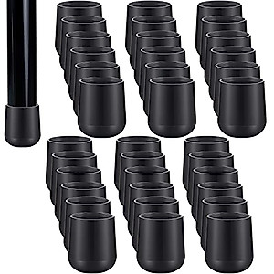 36 Pieces 7/8 Inch Folding Chair Leg Caps Heavy-Duty Plastic Chair End Caps Non-Marring Furniture Glides Round Hardwood Floor Protectors (Black)