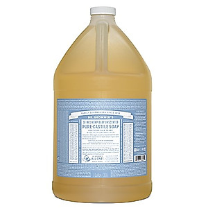 Dr. Bronner's - Pure-Castile Liquid Soap (Baby Unscented, 1 Gallon) - Made with Organic Oils, 18-in-1 Uses: Face, Hair, Laundry and Dishes, For Sensitive Skin and Babies, No Added Fragrance, Vegan
