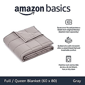 Amazon Basics All-Season Cotton Weighted Blanket, 20 Pound, Full/Queen, Dark Gray, 60 x 80 Inch
