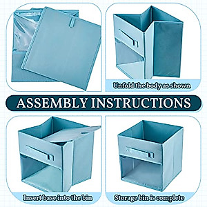 Marsui 8 Pcs Cube Storage Bins with Clear Window 11'' Cube Storage Organizer Bins for Closet with Front Handle Collapsible Storage Cubes Fabric Baskets Box for Collection (Blue, Purple, Rose, Pink)