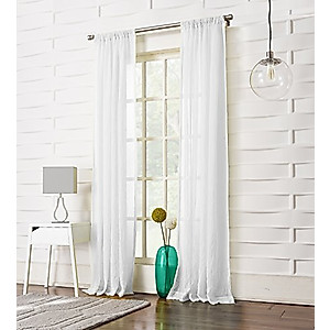 No. 918 Tayla Crushed Texture Semi-Sheer Rod Pocket Curtain Panel, 50" x 95", White