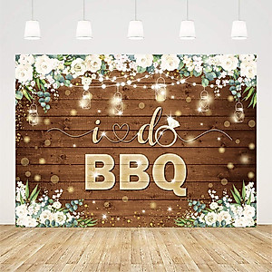 AIBIIN 7x5ft I Do BBQ Backdrop for Adults Men Women Couples Engagement Bridal Shower Boho Wedding Rustic Wooden Photography Background Baby Shower Birthday Party Decorations Banner Photo Booth Props